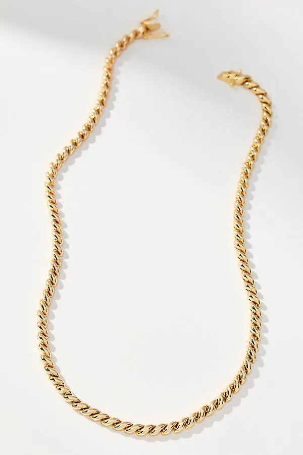 Anthropologie Pavé Rope Necklace - Gold