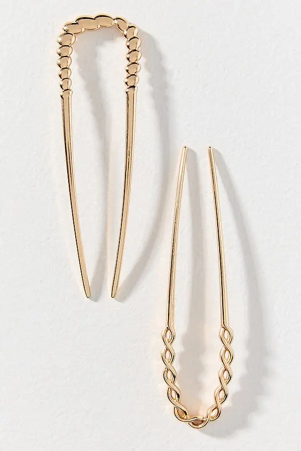 Anthropologie Metal Hair Pins Set Of 2 - Gold