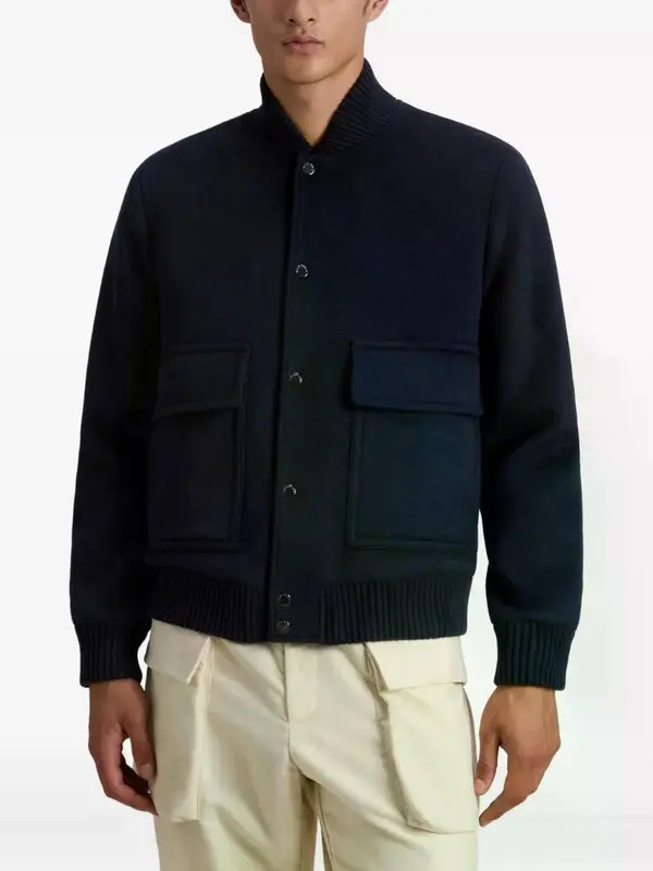 Woolrich Twill-weave Patch-pocket Bomber Jacket - Blue