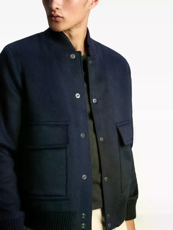 Woolrich Twill-weave Patch-pocket Bomber Jacket - Blue