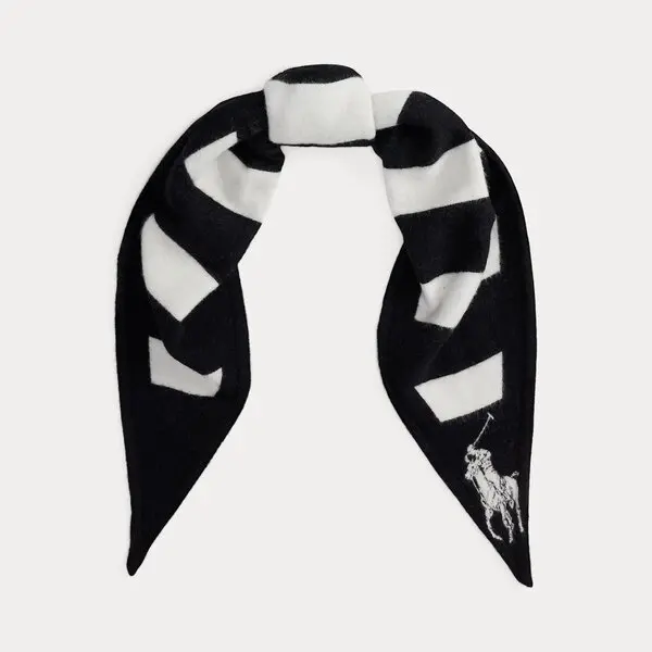 Ralph Lauren Striped Wool Diamond Scarf - Black