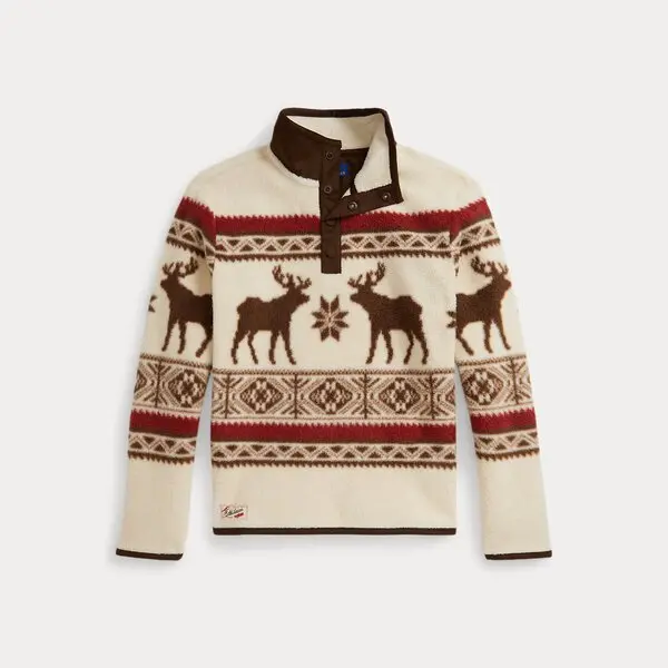 Ralph Lauren Elk-print Teddy Fleece Pullover