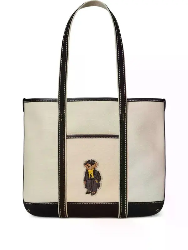 Polo Ralph Lauren Polo Bear Embroidered Small Tote - Neutrals