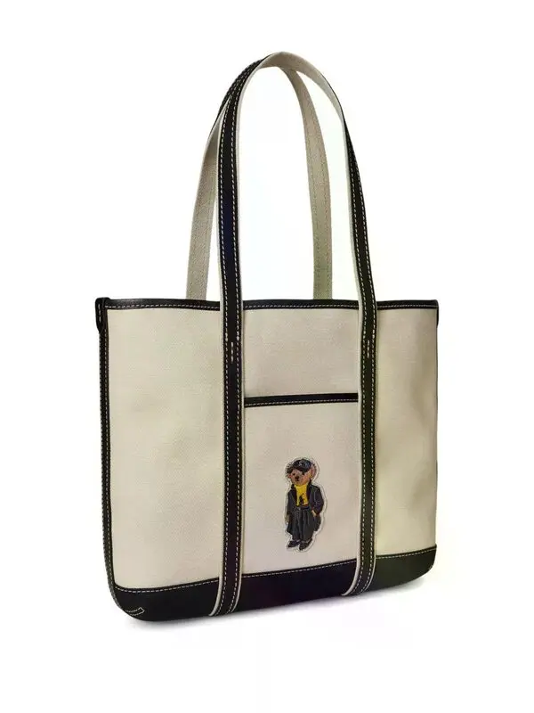 Polo Ralph Lauren Polo Bear Embroidered Small Tote - Neutrals
