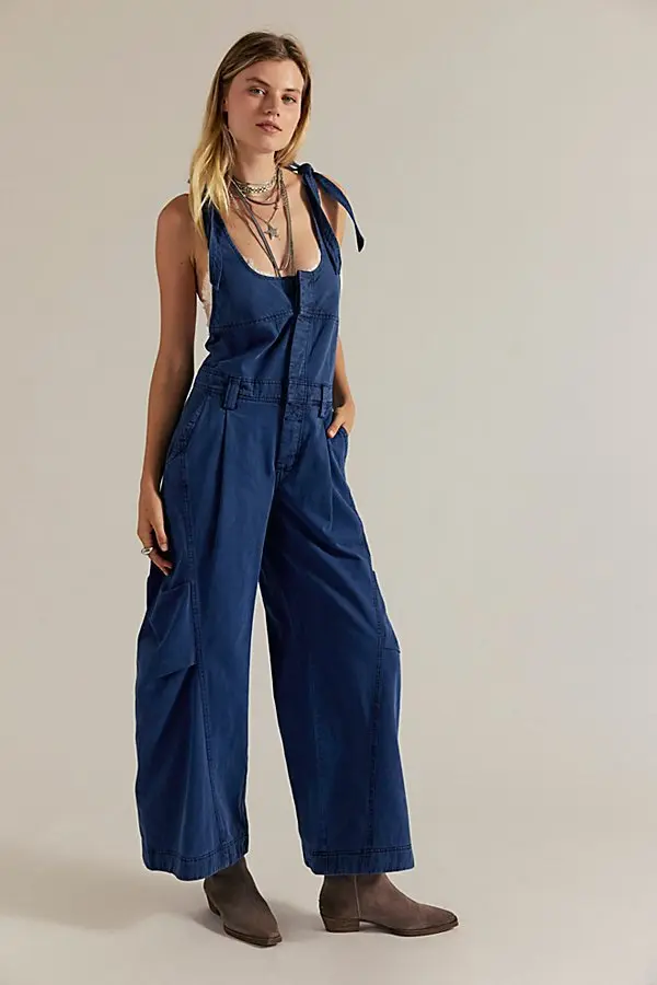 Free People Must Have Wide-leg Overalls - Deep Seas