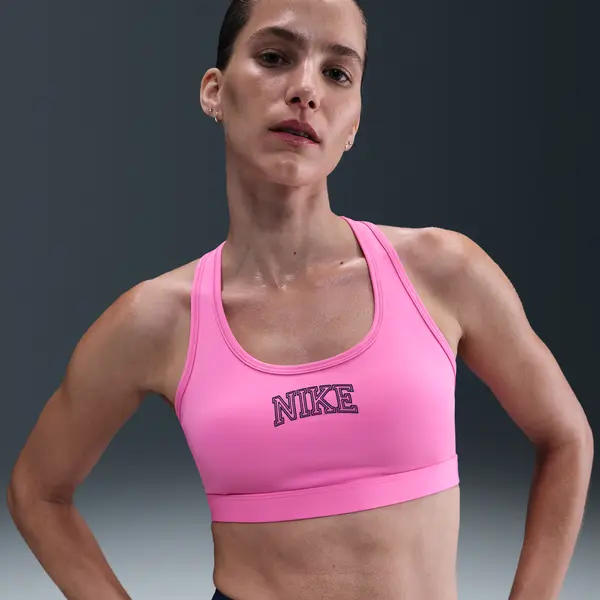 Nike Swoosh Medium Support Padded Sports Bra - Pink