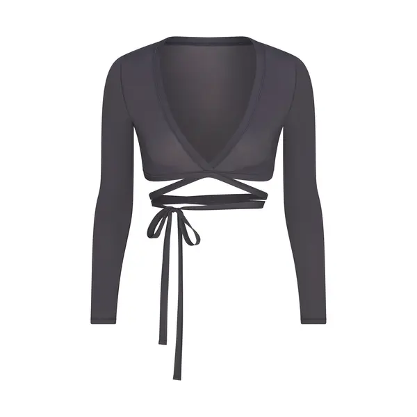 Nike Skims Weightless Layers Long-sleeve Wrap Top - Black