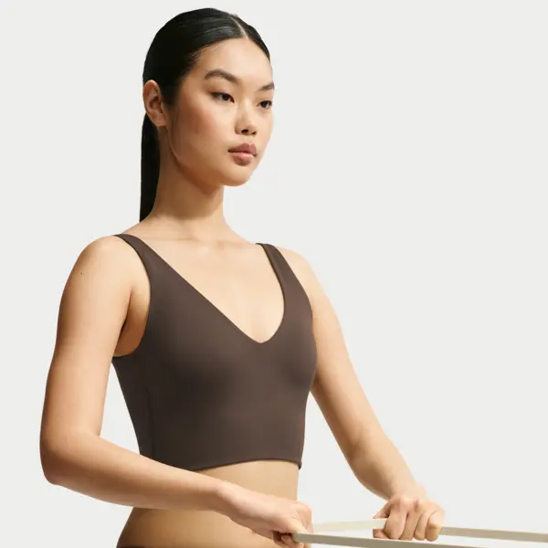 Nike Skims Matte V-neck Long-line Bra - Brown