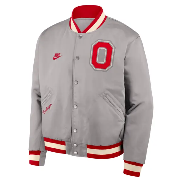 Nike Ohio State Legacy College Full-snap Bomber Jacket - Grey