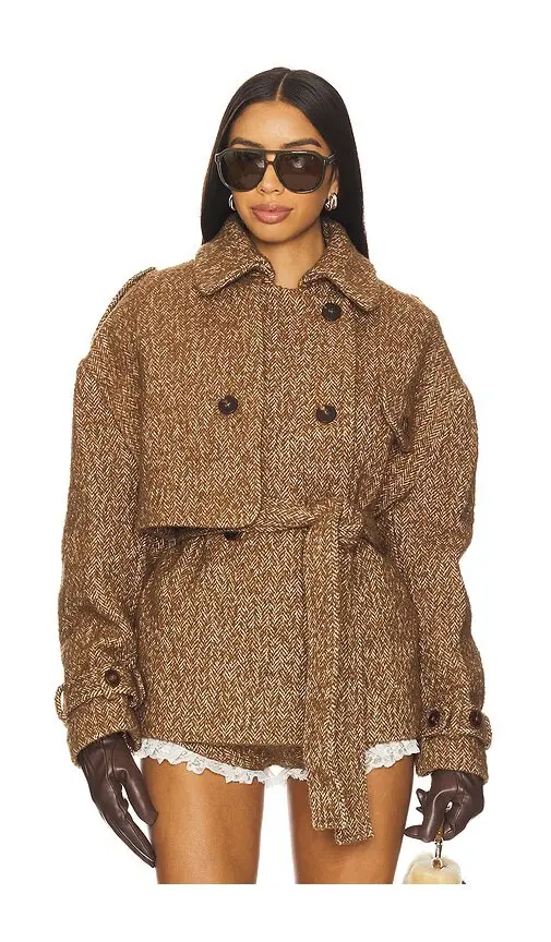 YUHAN WANG Herringbone Wool Blend Coat