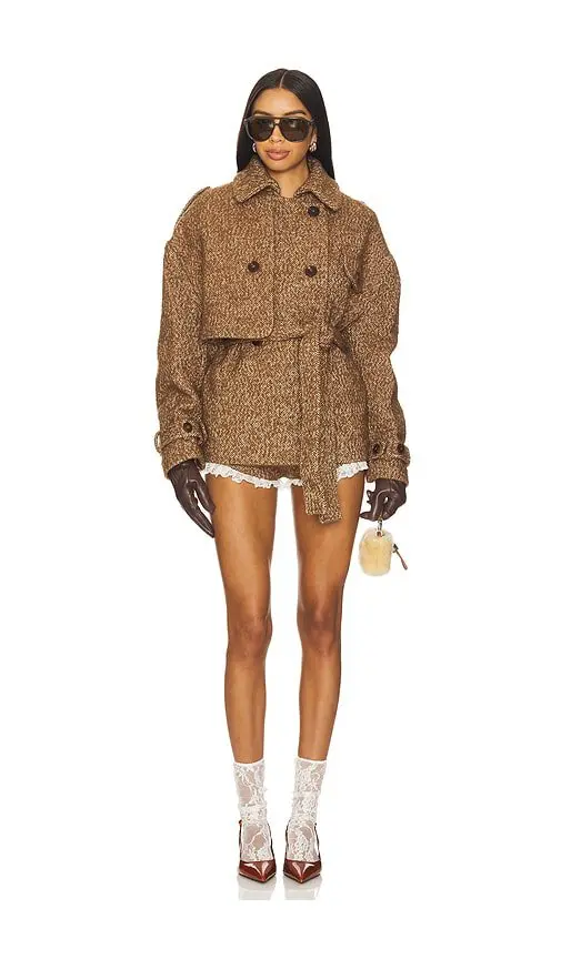 YUHAN WANG Herringbone Wool Blend Coat