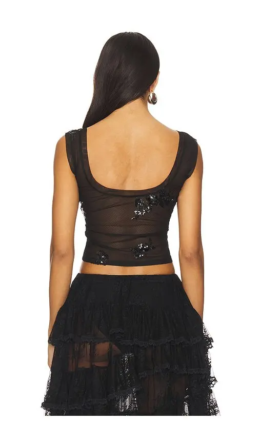 YUHAN WANG Floral Sequin Mesh Top