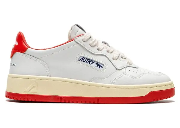 AUTRY Medalist Leather Low Maison Kitsuné Sneakers - White/red