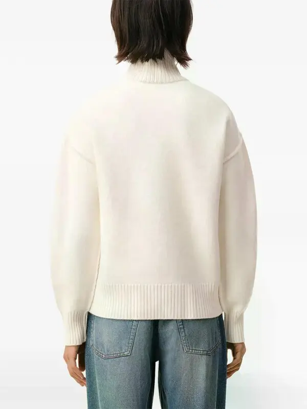 Ami De Coeur Logo Roll Neck Sweater - Neutrals