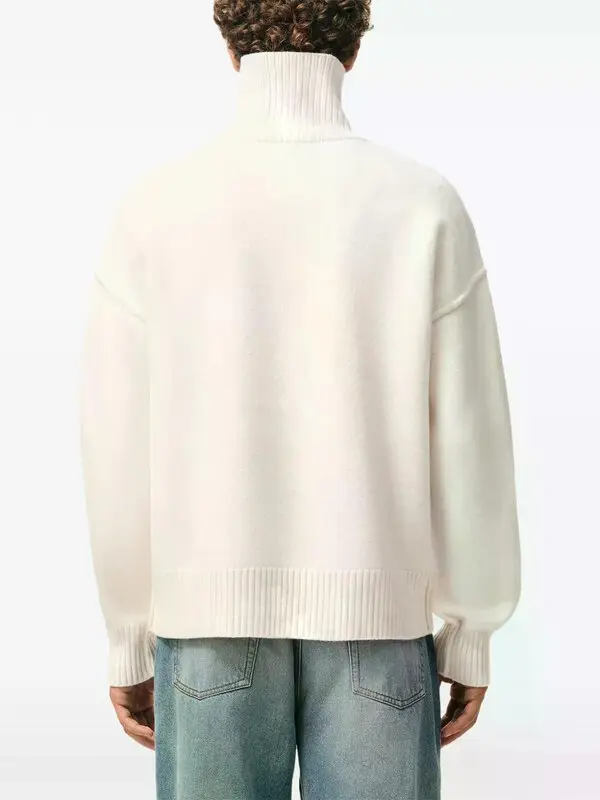 AMI Paris Funnel Neck Wool Sweater With De Coeur Motif