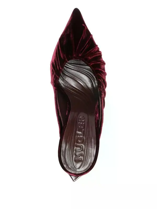 MUGLER 95mm Ruched Heeled Mules