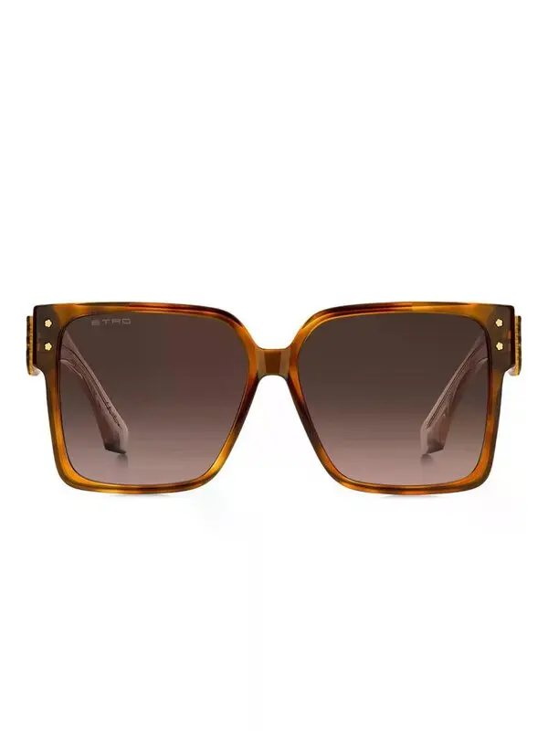 Etro Blossom-embellished Square Sunglasses - Brown