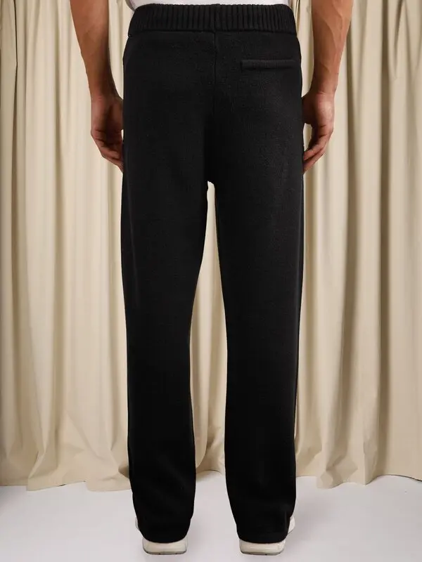 REISS Blake Monogram Wool Wide-leg Knitted Joggers - Black