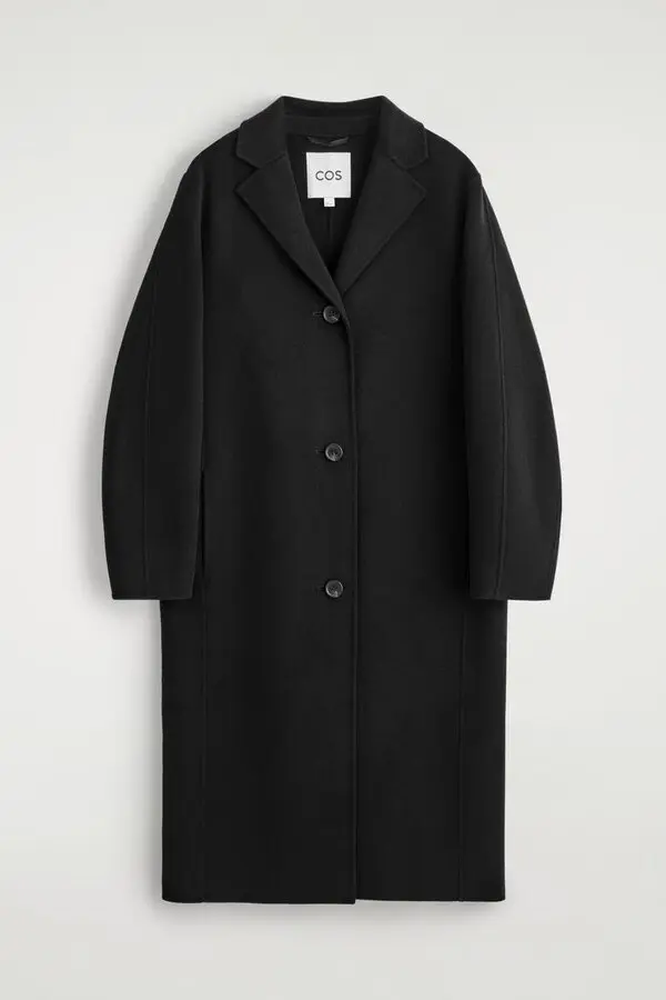 Cos Double-faced Wool Long Coat - Black