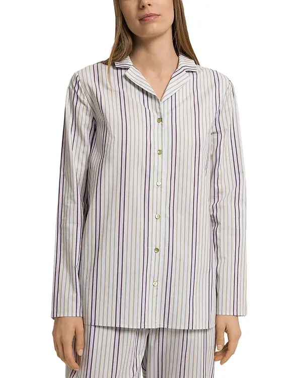 Hanro Long Sleeve Cotton Button-front Sleep Shirt