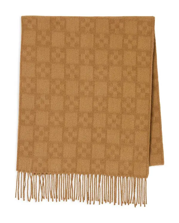 Sandro Geo Pattern Wool Scarf - Camel