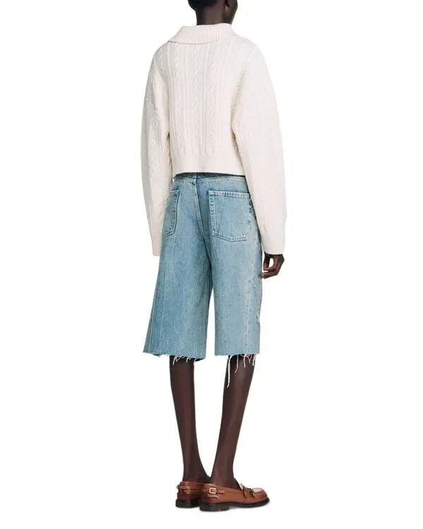 Sandro Cable Knit Wool Sweater - Ecru