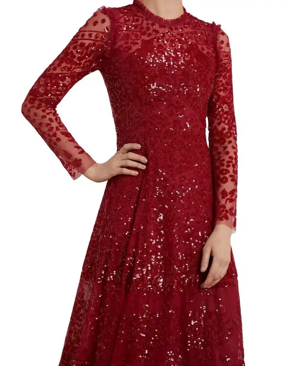 NEEDLE & THREAD Aurora Long Sleeve Ballerina Midi Dress