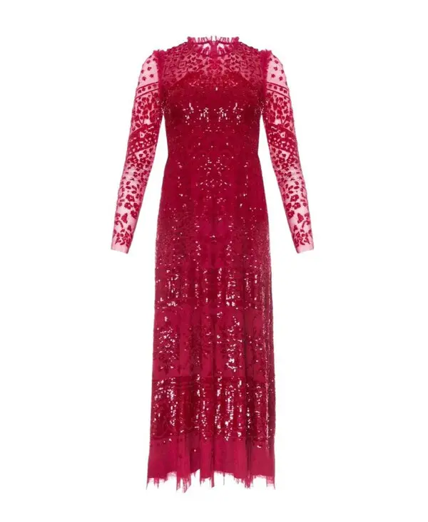 NEEDLE & THREAD Aurora Long Sleeve Ballerina Midi Dress