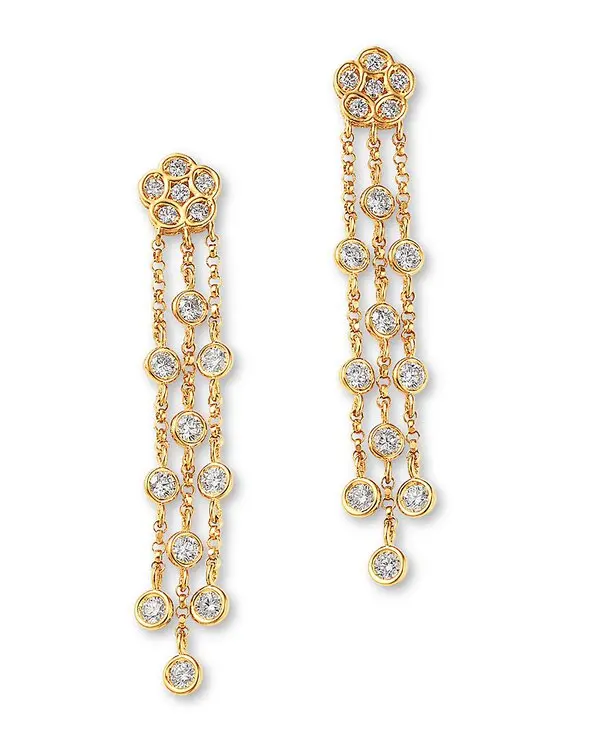 Roberto Coin 18k Yellow Diamond Flower Tassel Drop Earrings - Gold