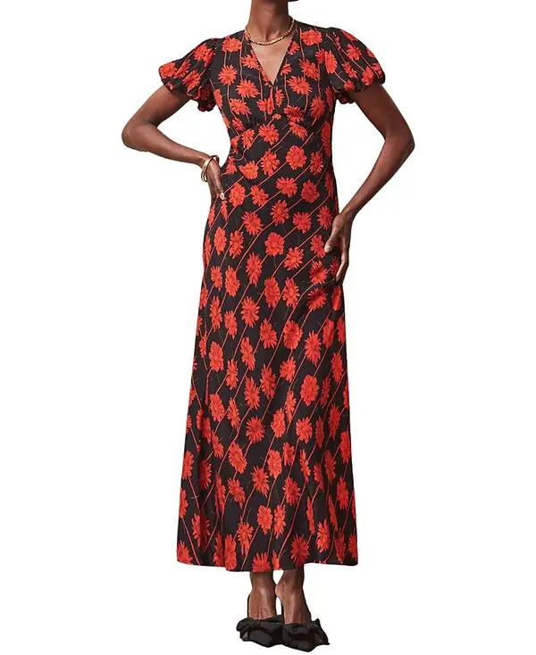 RO&ZO Printed V-neck Dress - Red
