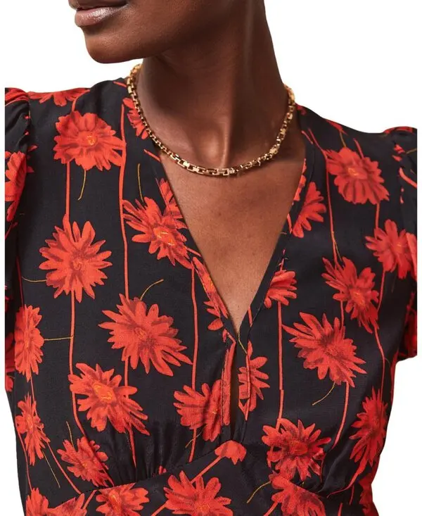 RO&ZO Printed V-neck Dress - Red