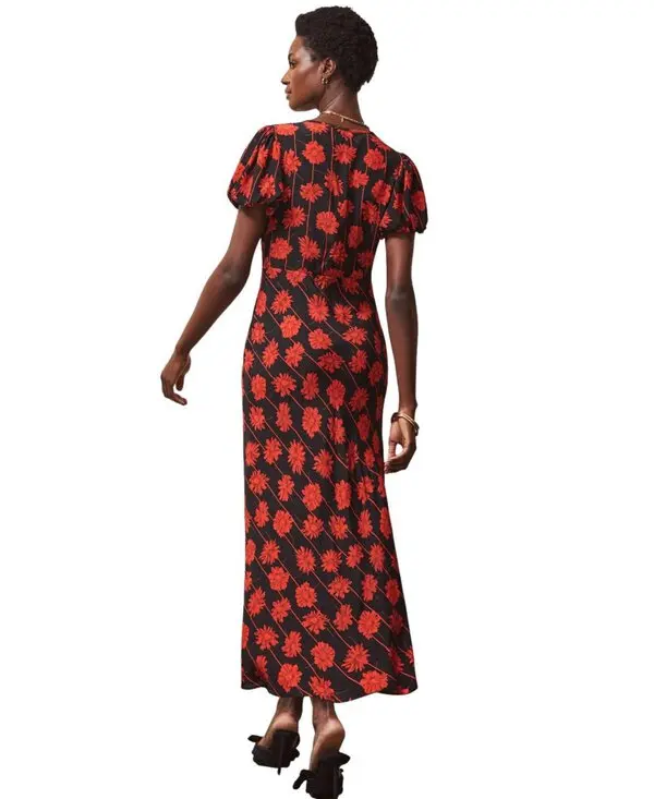 RO&ZO Printed V-neck Dress - Red