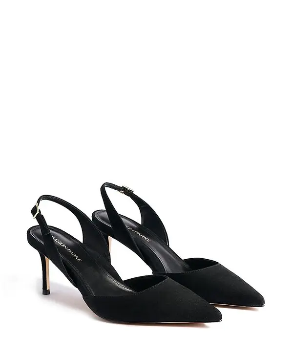 Marion Parke Classic Suede 70 Slingback Pumps - Black