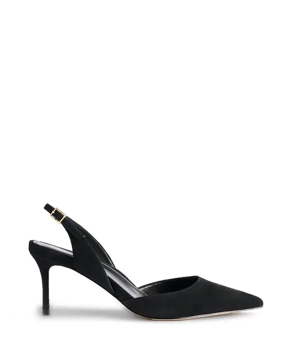 Marion Parke Classic Suede 70 Slingback Pumps - Black