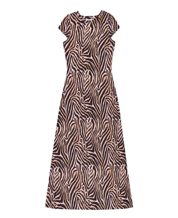 RO&ZO Zebra Print Jersey Maxi Dress - Neutral