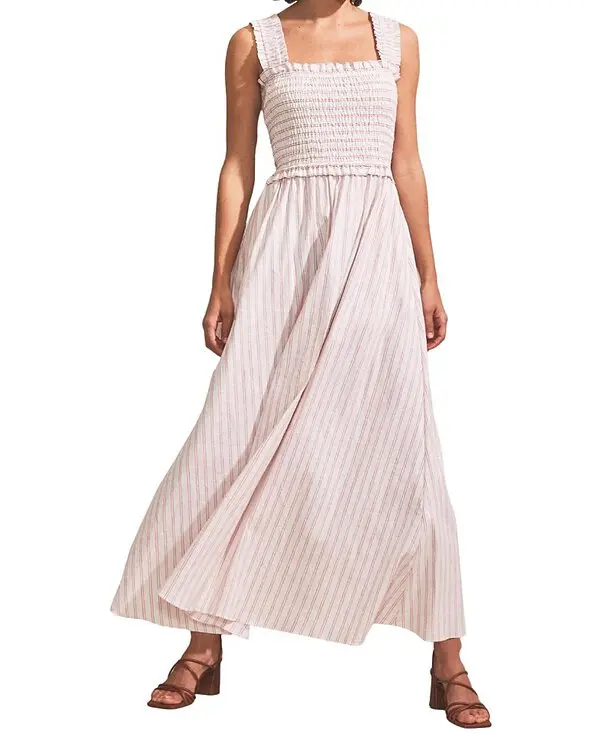 RO & ZO Stripe Shirred Maxi Dress