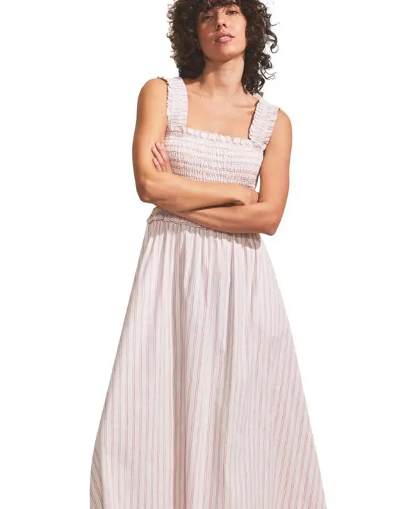 RO & ZO Stripe Shirred Maxi Dress