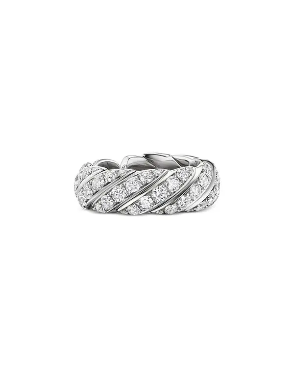 David Yurman Sculpted Cable Flex Band Diamond Ring - White