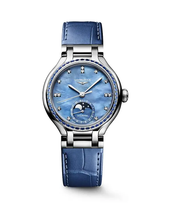 LONGINES Primaluna Moonphase Watch 34mm - Blue/blue