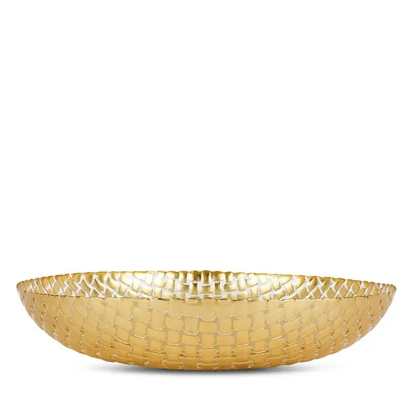 VIETRI Rufolo Glass Basketweave Large Shallow Bowl - Gold