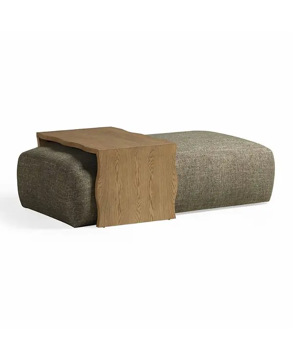 TOV FURNITURE Spencer Performance Basketweave Ottoman With Bridge Table - Green