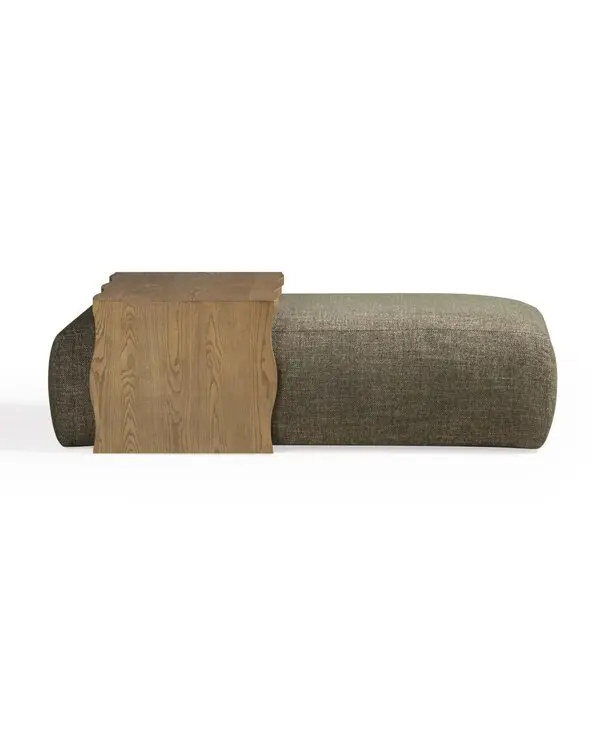 TOV FURNITURE Spencer Performance Basketweave Ottoman With Bridge Table