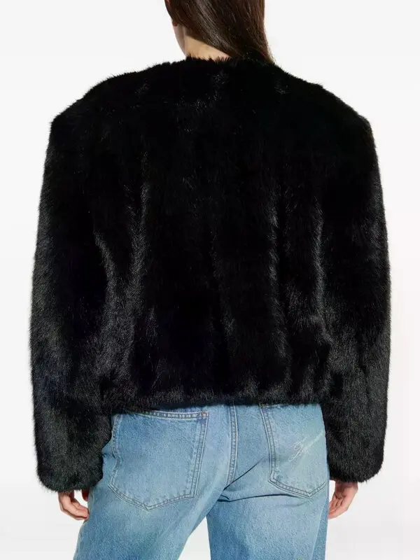 STAND STUDIO Faux Fur Zip-up Jacket - Black