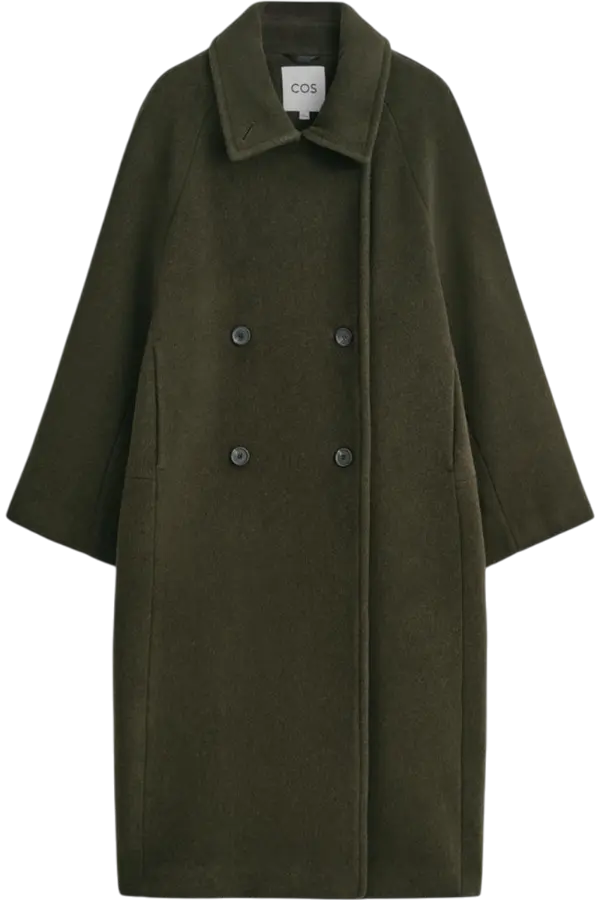 Cos Oversized Double-breasted Long Coat - Green