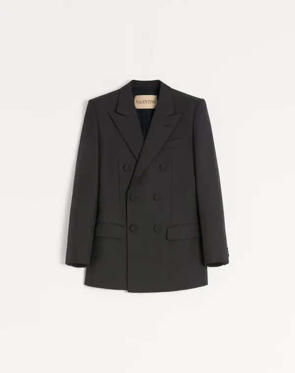 Valentino Garavani Double-breasted Wool Gabardine Jacket - Black