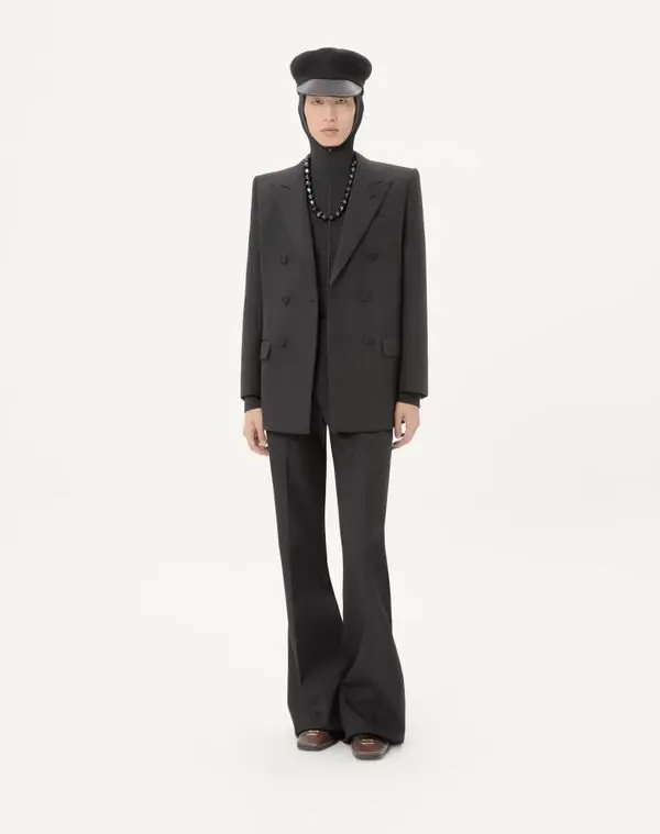 Valentino Garavani Double-breasted Wool Gabardine Jacket - Black