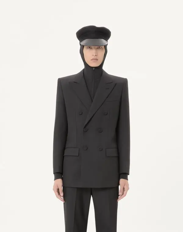 Valentino Garavani Double-breasted Wool Gabardine Jacket - Black