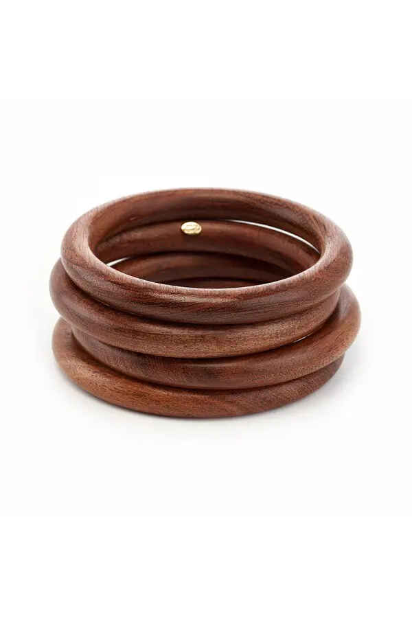 KENNETH JAY LANE Wood Bangle Bracelets Set - Natural