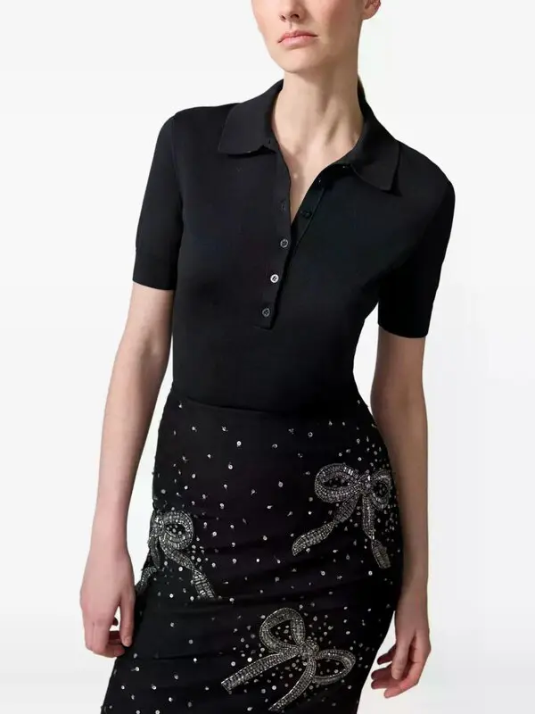 Carolina Herrera Short Sleeve Polo Shirt - Black