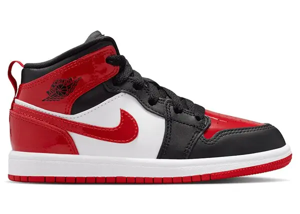 JORDAN 1 Mid Se Patent Bred Toe Sneakers - Black/white/varsity Red